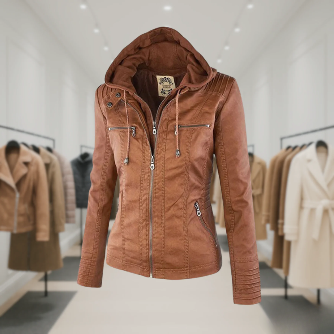 Odessa | Waterproof Leather Jacket with Hood – Emery & Jules